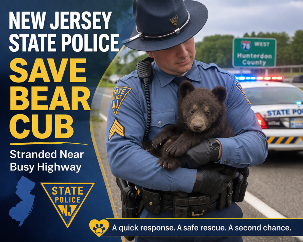 New Jersey State Police Save Bear Cub Stranded Near Busy Highway ...