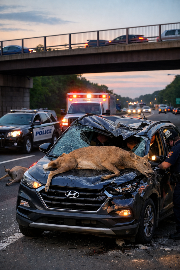 Deer Falls From Parkway Overpass, Smashes Into SUV and Traps NJ Driver ...