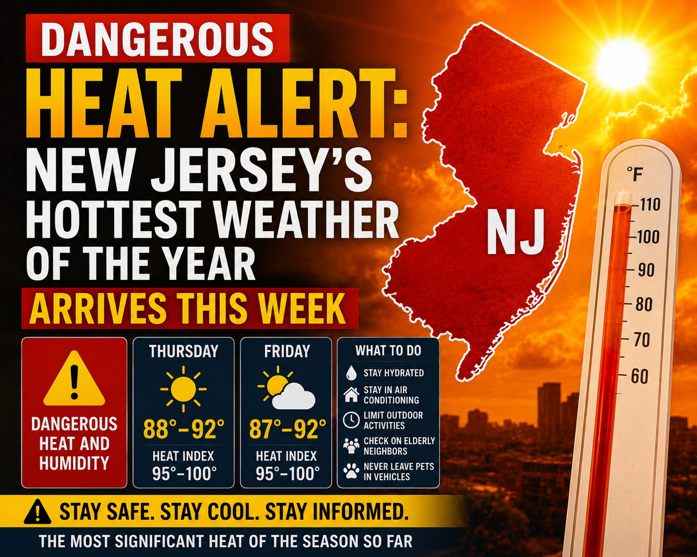 Dangerous Heat Alert: New Jersey's Hottest Weather of the Year Arrives ...